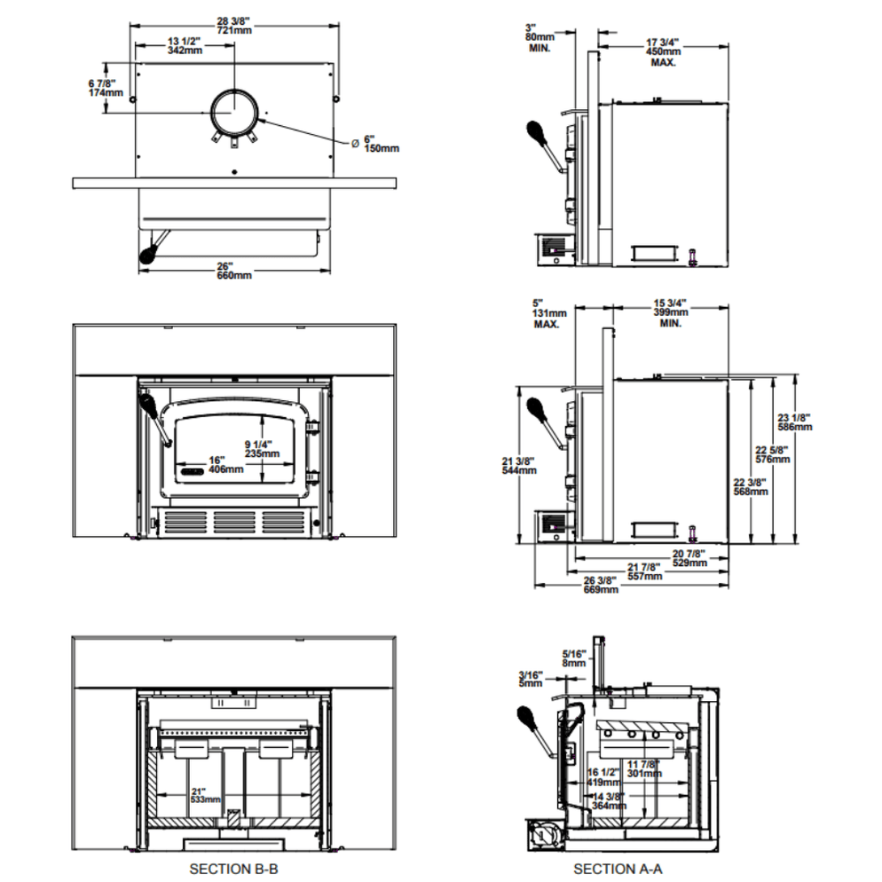 Drolet Escape 1800-I Wood Insert Trio (25FT) — Fyre Direct